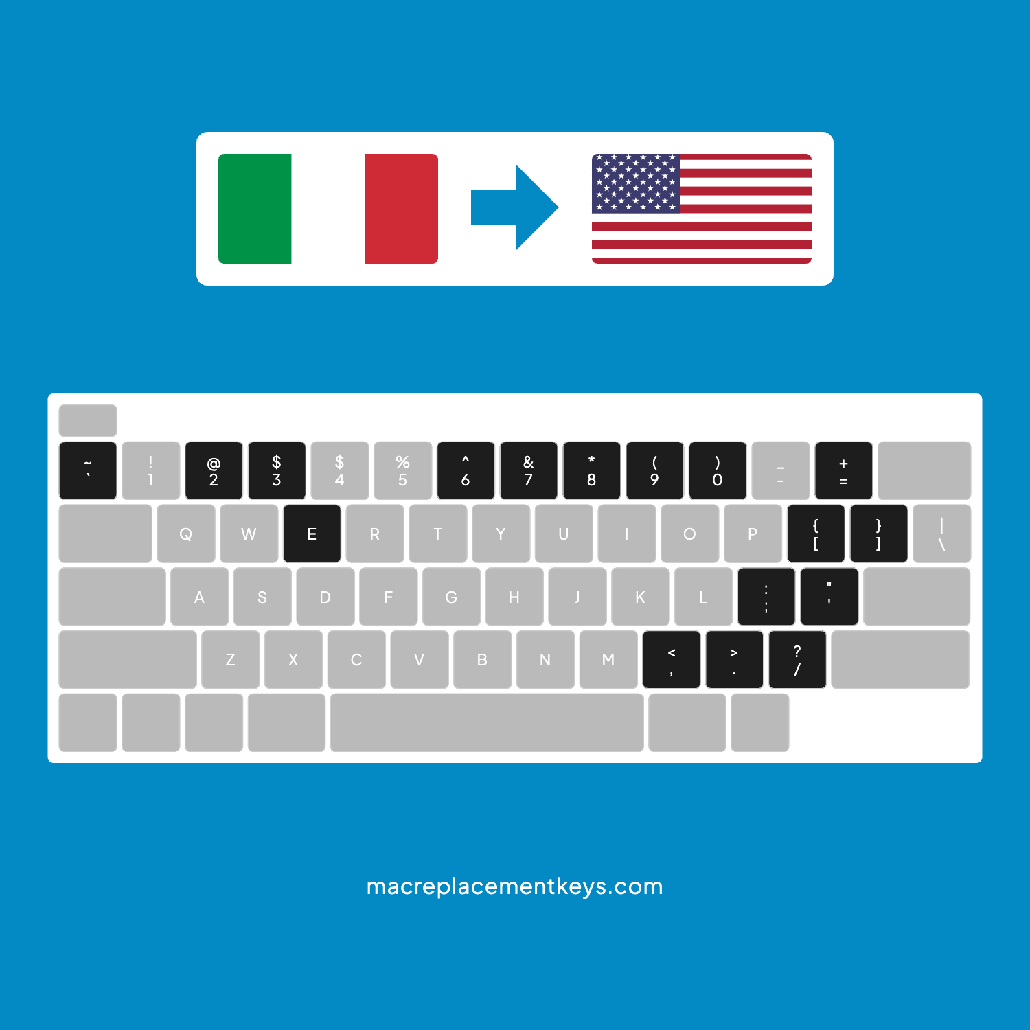 Mac Replacement Keys | Italian to US Layout Conversion Kit for MacBook ...