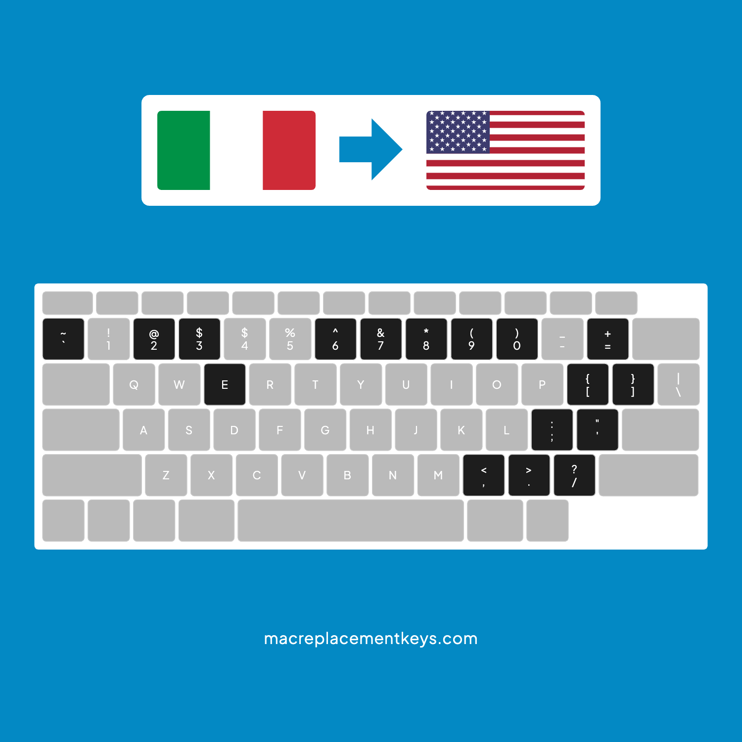Mac Replacement Keys | Italian to US Layout Conversion Kit for MacBook ...