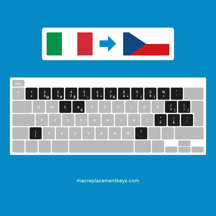 Mac Replacement Keys | Italian to Czech Layout Conversion Kit for ...