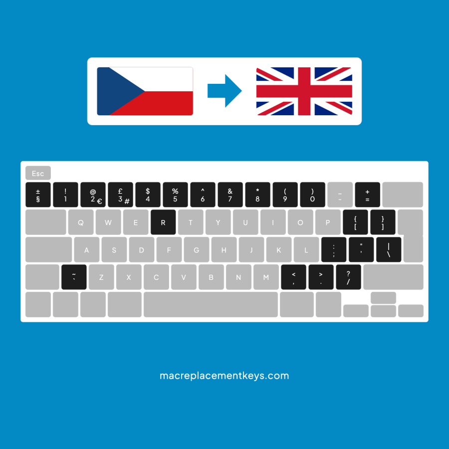 Mac Replacement Keys | Czech to UK Layout Conversion Kit for MacBook ...
