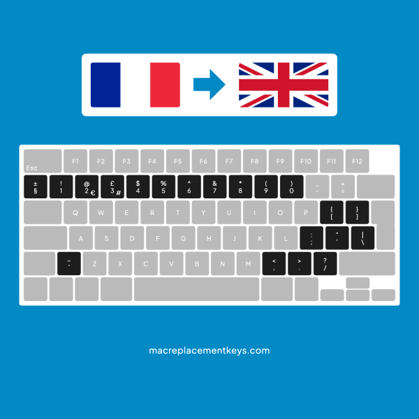 Mac Replacement Keys | French to UK Layout Conversion Kit for MacBook ...