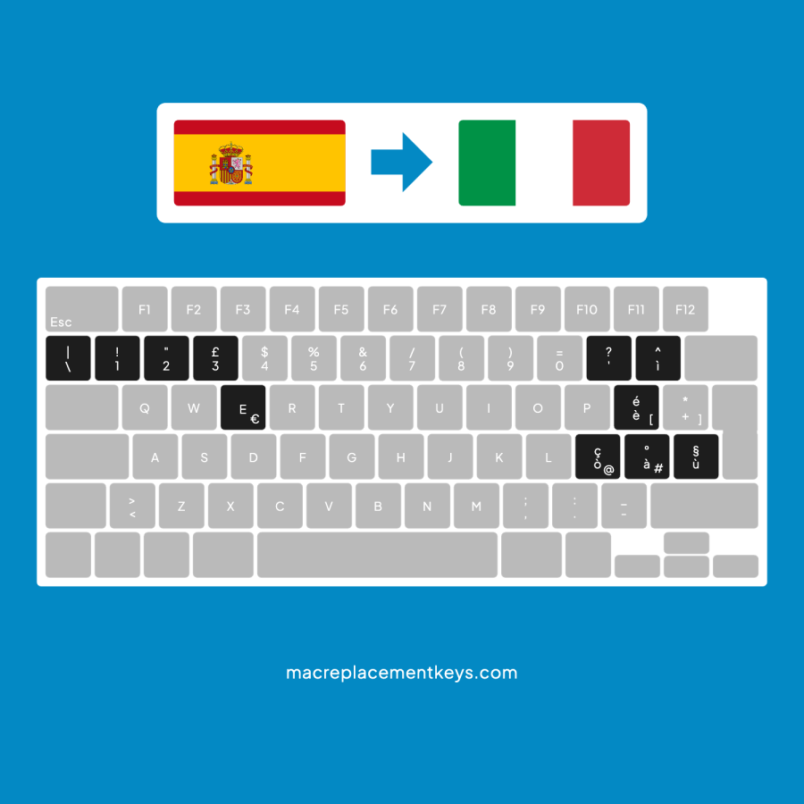 Mac Replacement Keys | Spanish to Italian Layout Conversion Kit for ...